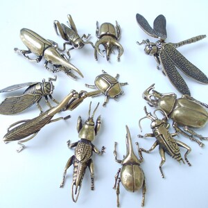 Set of 11, Life Size 1:1 Brass Insect Beetle Statue Grasshopper Unicorn ...