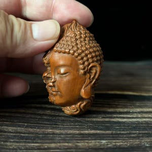 Boxwood Buddha/demon Carving, Tibetan Zen Decor, Mala Beads - Etsy