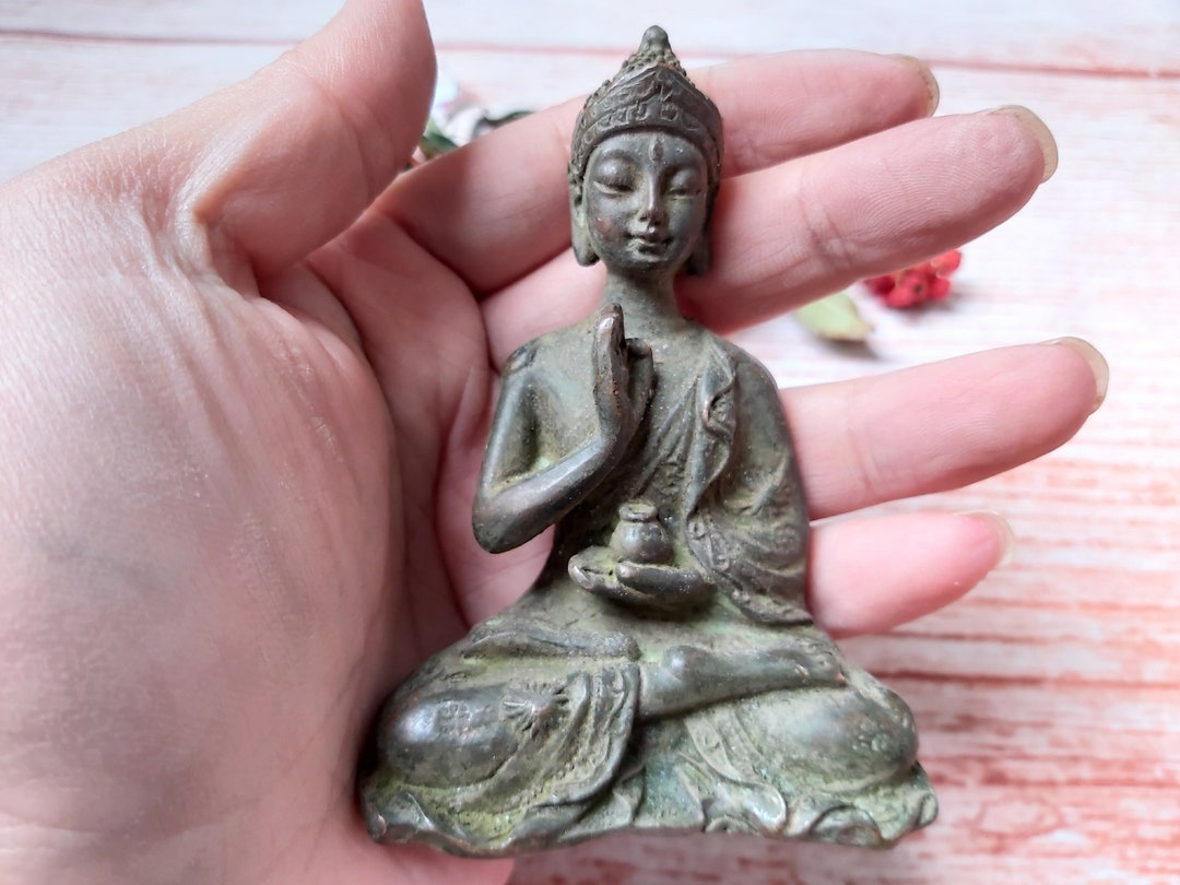 V2411 Brass Buddha Statue, Meditation Dhyana Mudra Idol for Peace ...