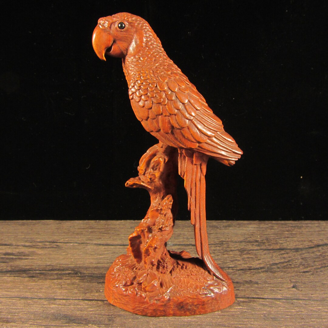 Natural Wood Carved Bird Statue Elegance Rustic Charm for Home Decor ...