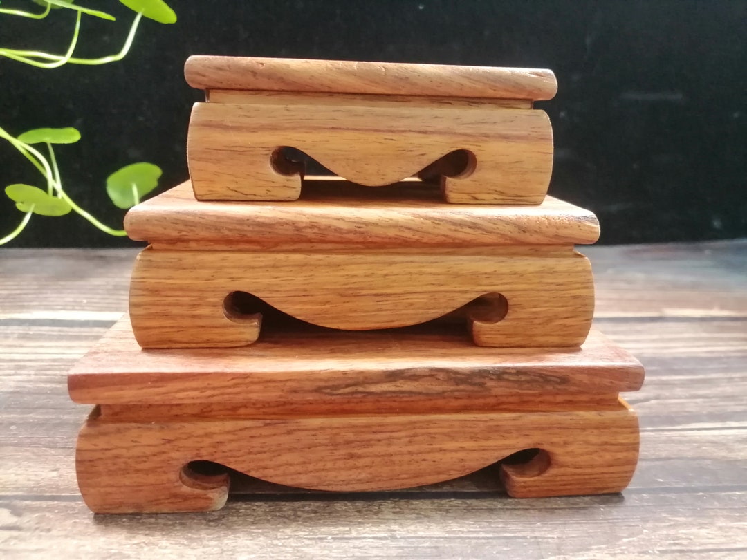 Small Rectangular Chinese Carved Wood, Porcelain Vase Snuff Bottle ...