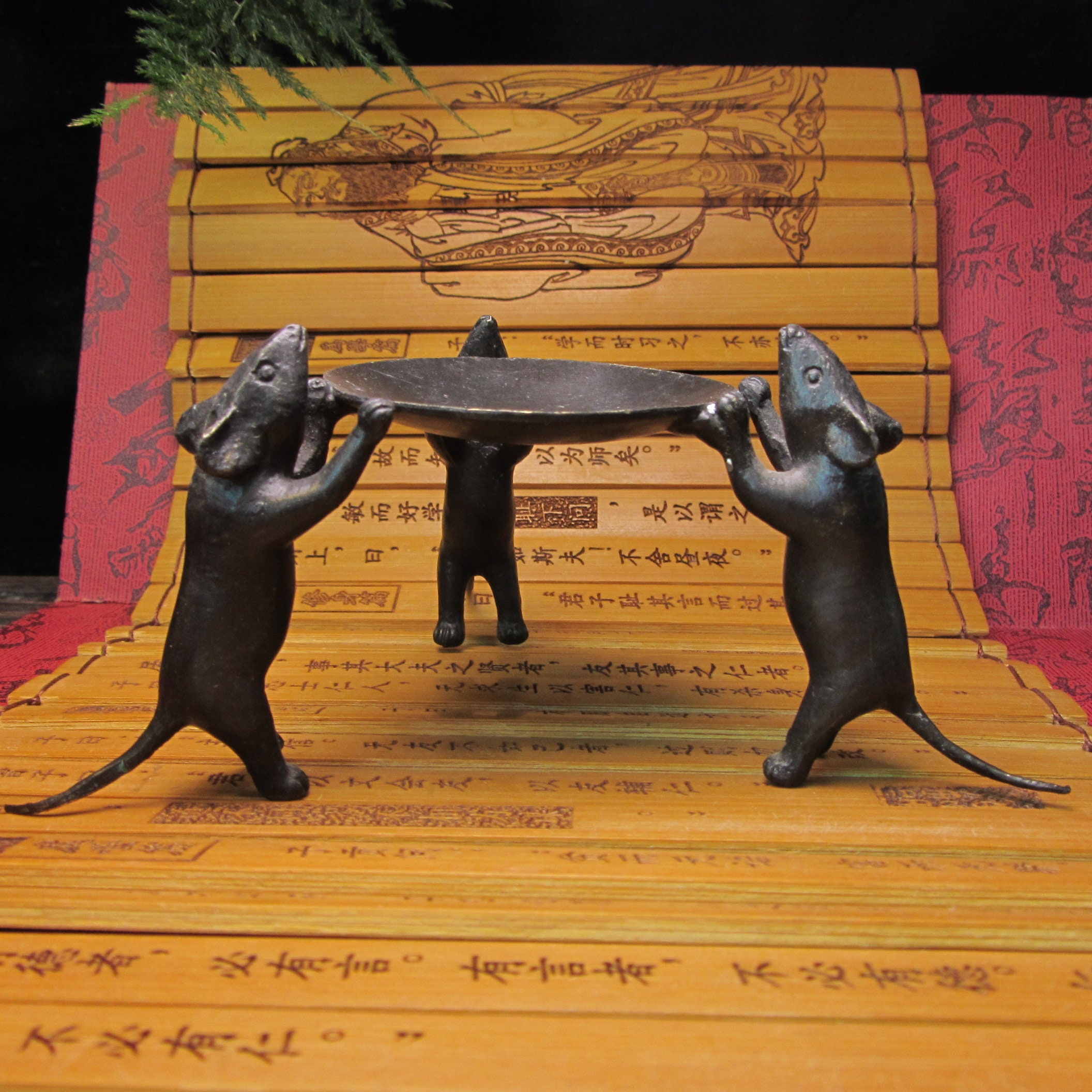 Vintage Styl Red Copper Three Rat Figurine Candleholder Birthday Gift ...