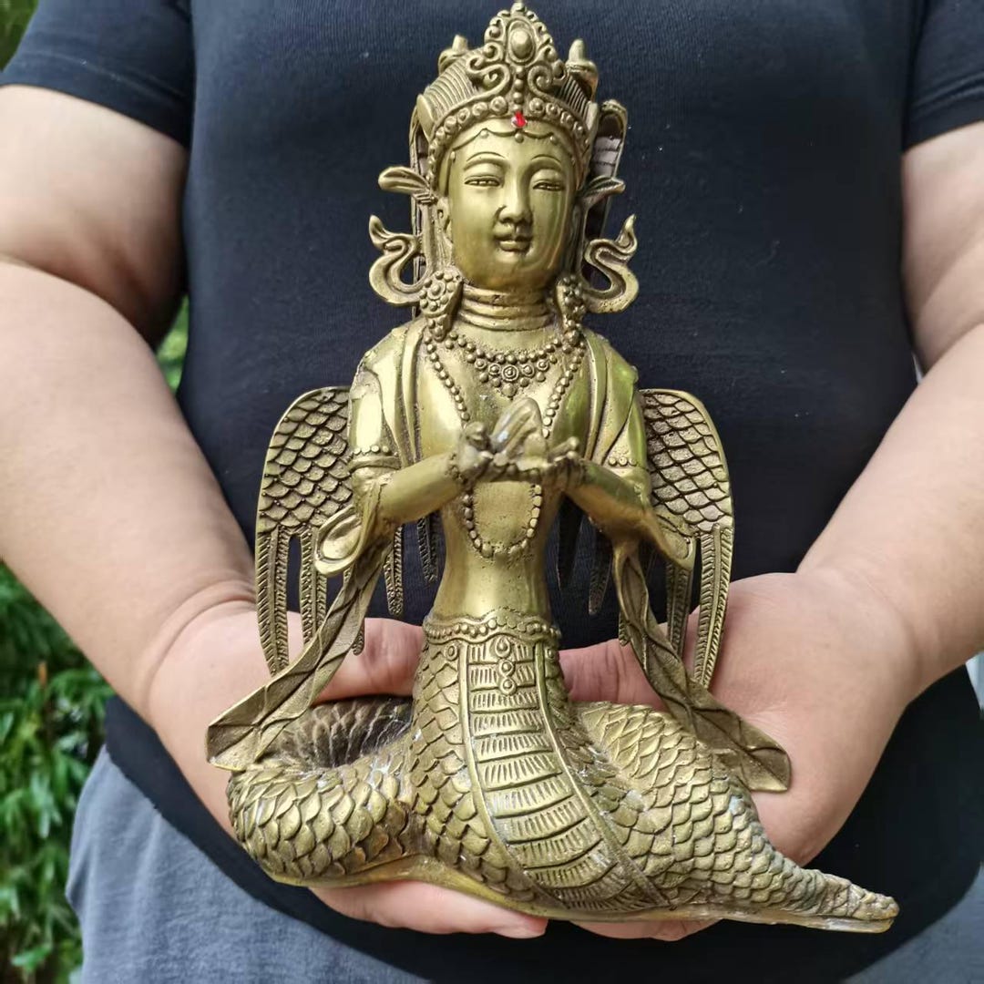 Ancient Bronze Five Snake God Guan Yin Kwan-yin Buddha Statue, Tibet ...