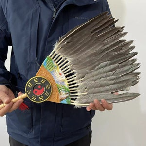 Feather Fan, Painted Art Deco Yin Yang Ornament, Feng Shui Decor - Etsy