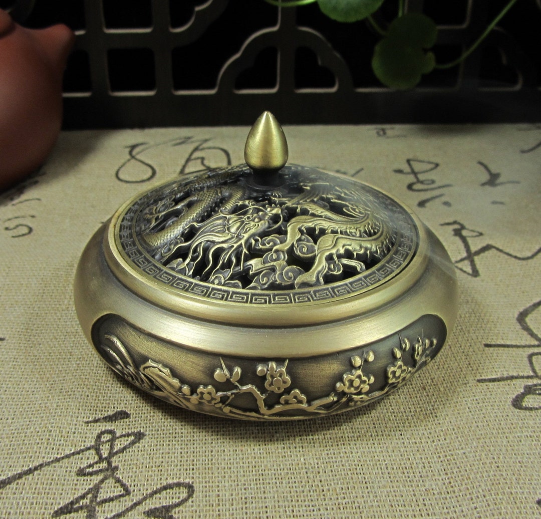 Vintage Brass Dragon Statue Incense Burner Censer Ornate Lucky Unique ...