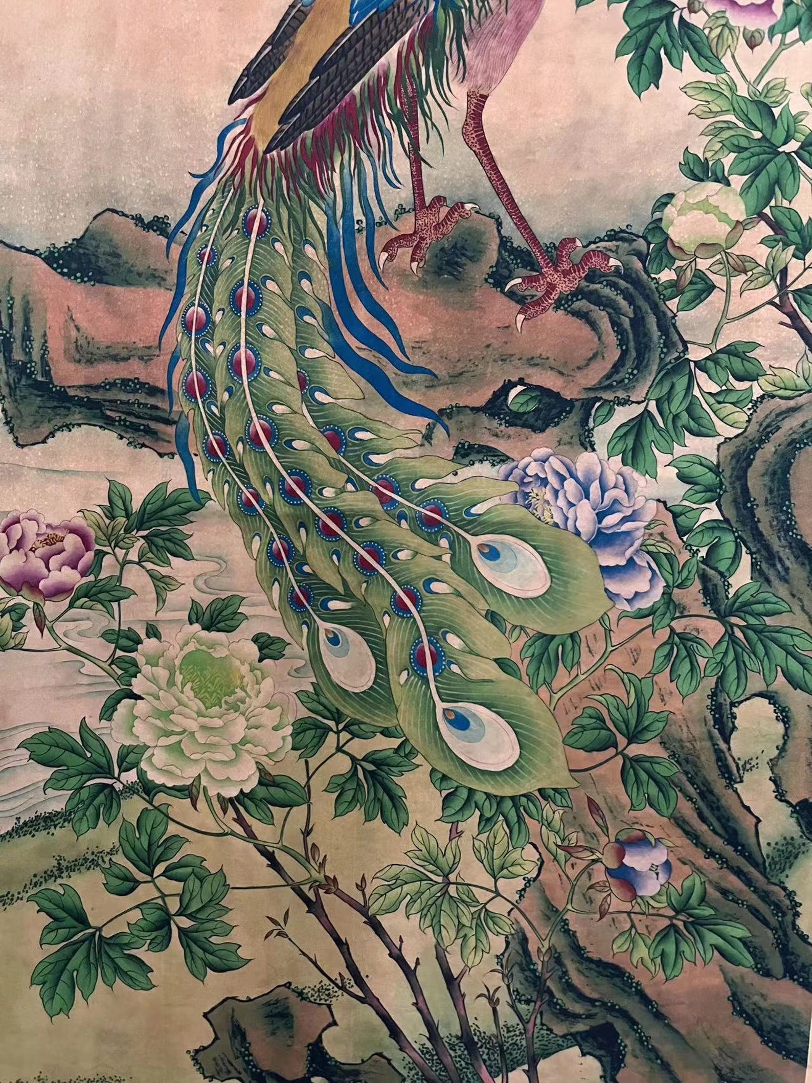 Tibetan Peacock Painting, Feng Shui Mural Art, Home Decor - Etsy