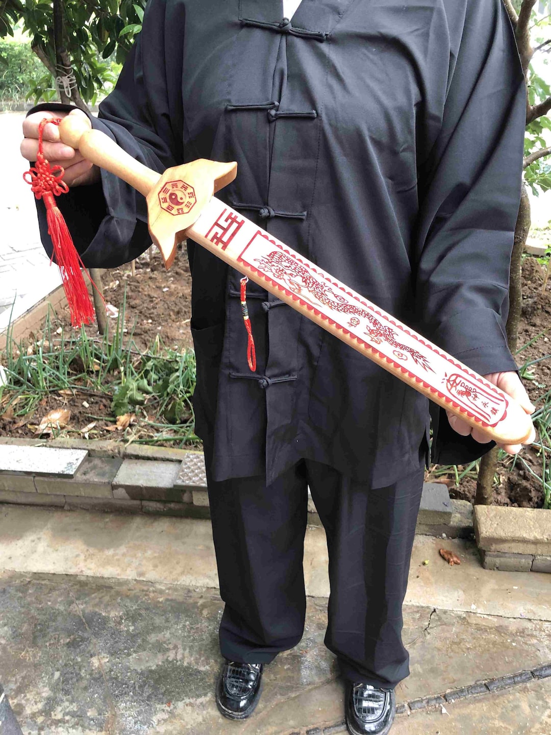 Carved Peach Wood Feng Shui Amulet Sword Chinese Traditions Blessing ...