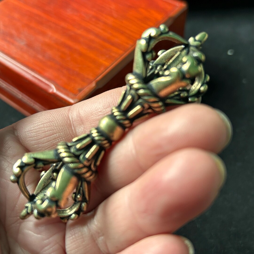 Brass Vajra Handheld Ritual Object Tibetan Buddhist Decor Collectible ...