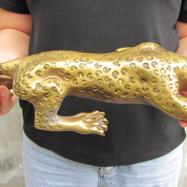 Brass Leopard Cheetah Statue Figurine - Etsy