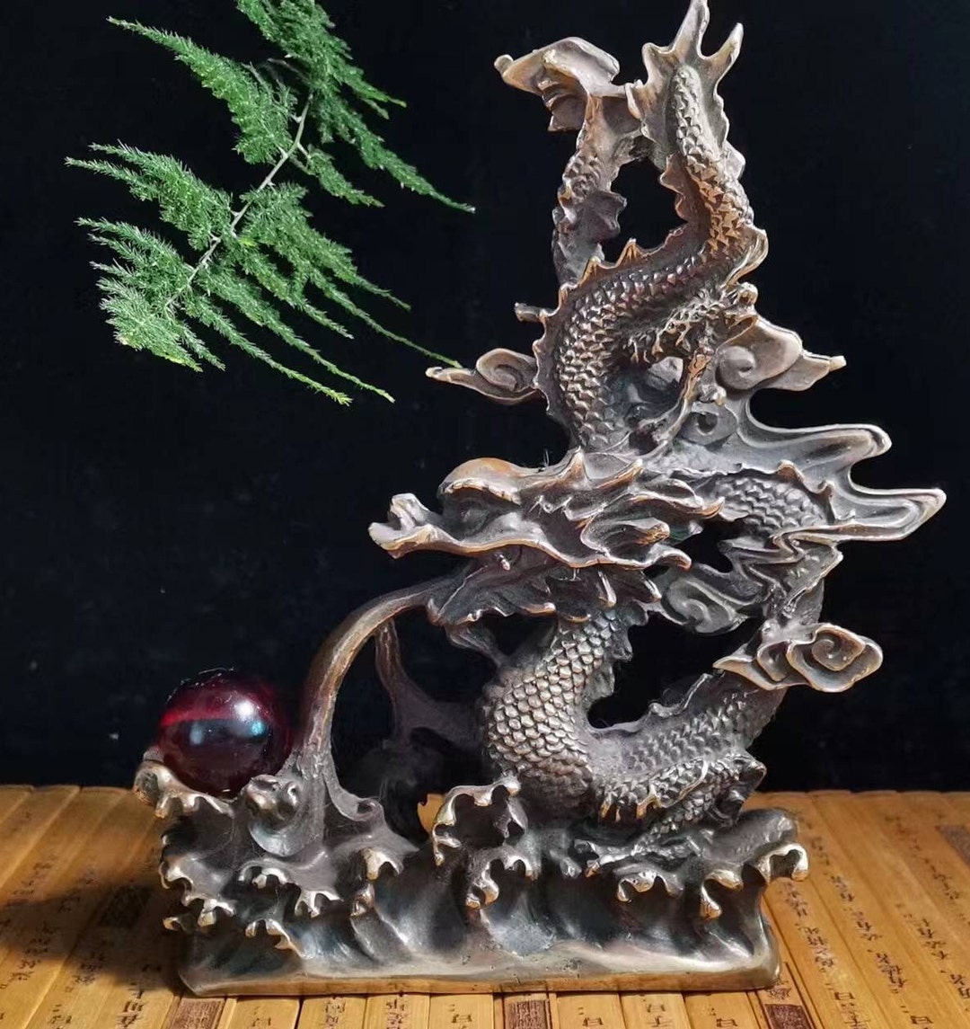 Copper Carving Dragon Sculpture Statue, Collect Lifelike Relief Dragon ...