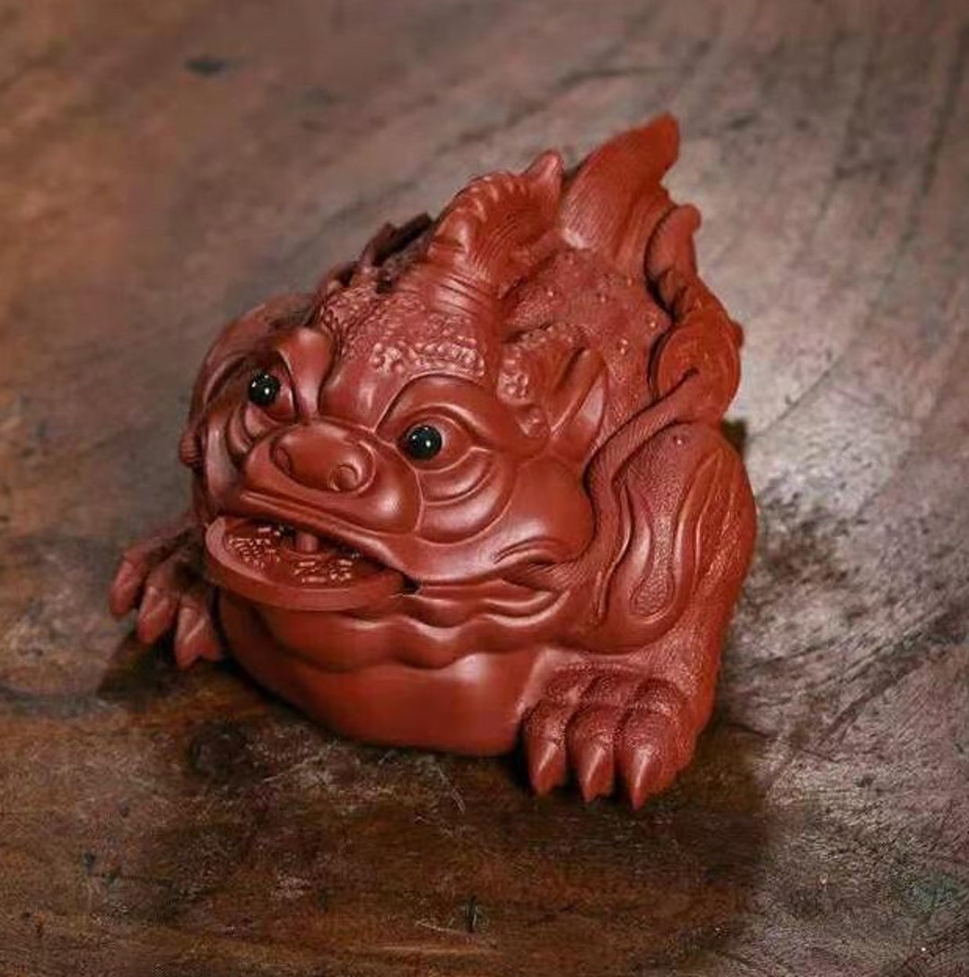 Vintage Chinese Asian Glazed Ceramic Three Legs Golden Toad Fenshui ...