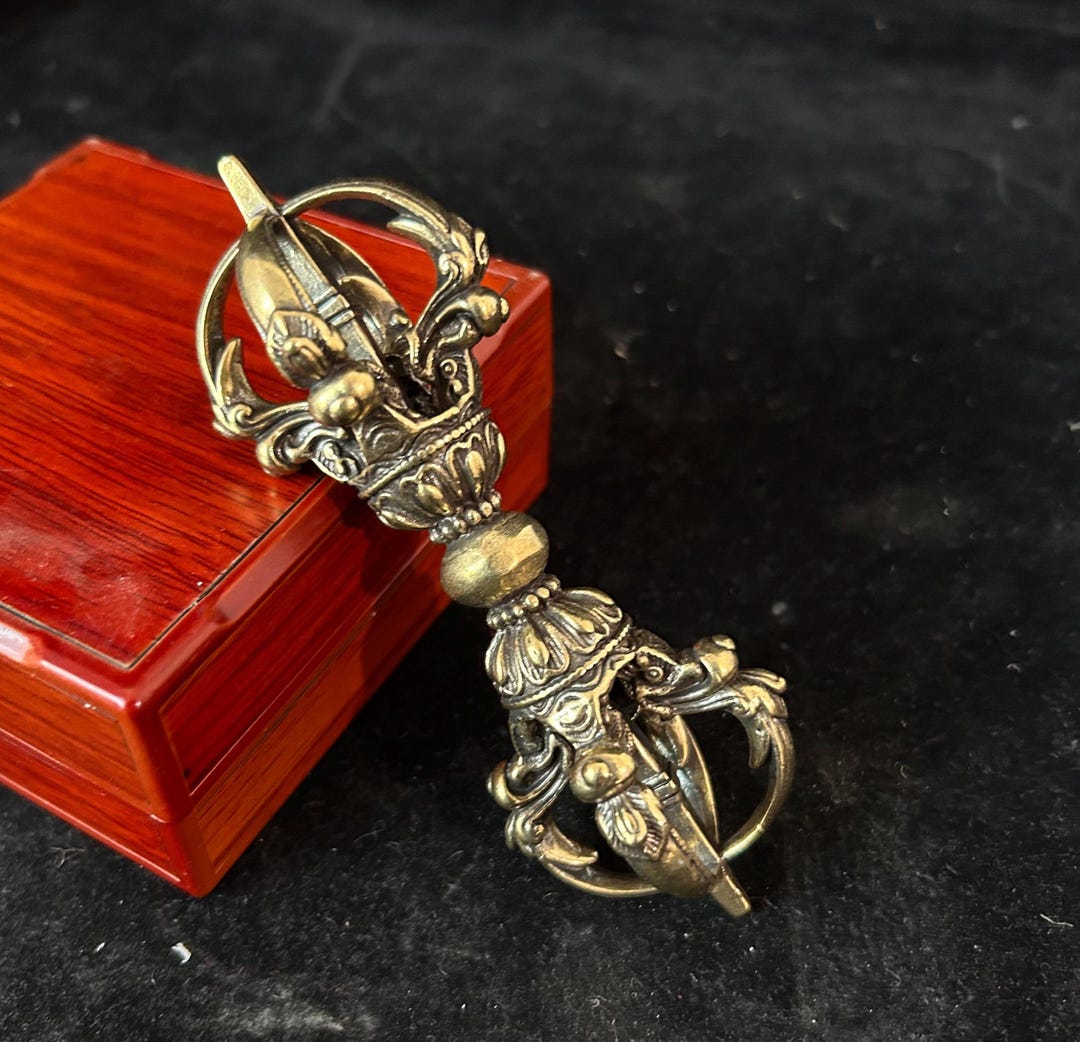 Brass Vajra Handheld Ritual Object Tibetan Buddhist Decor Collectible ...