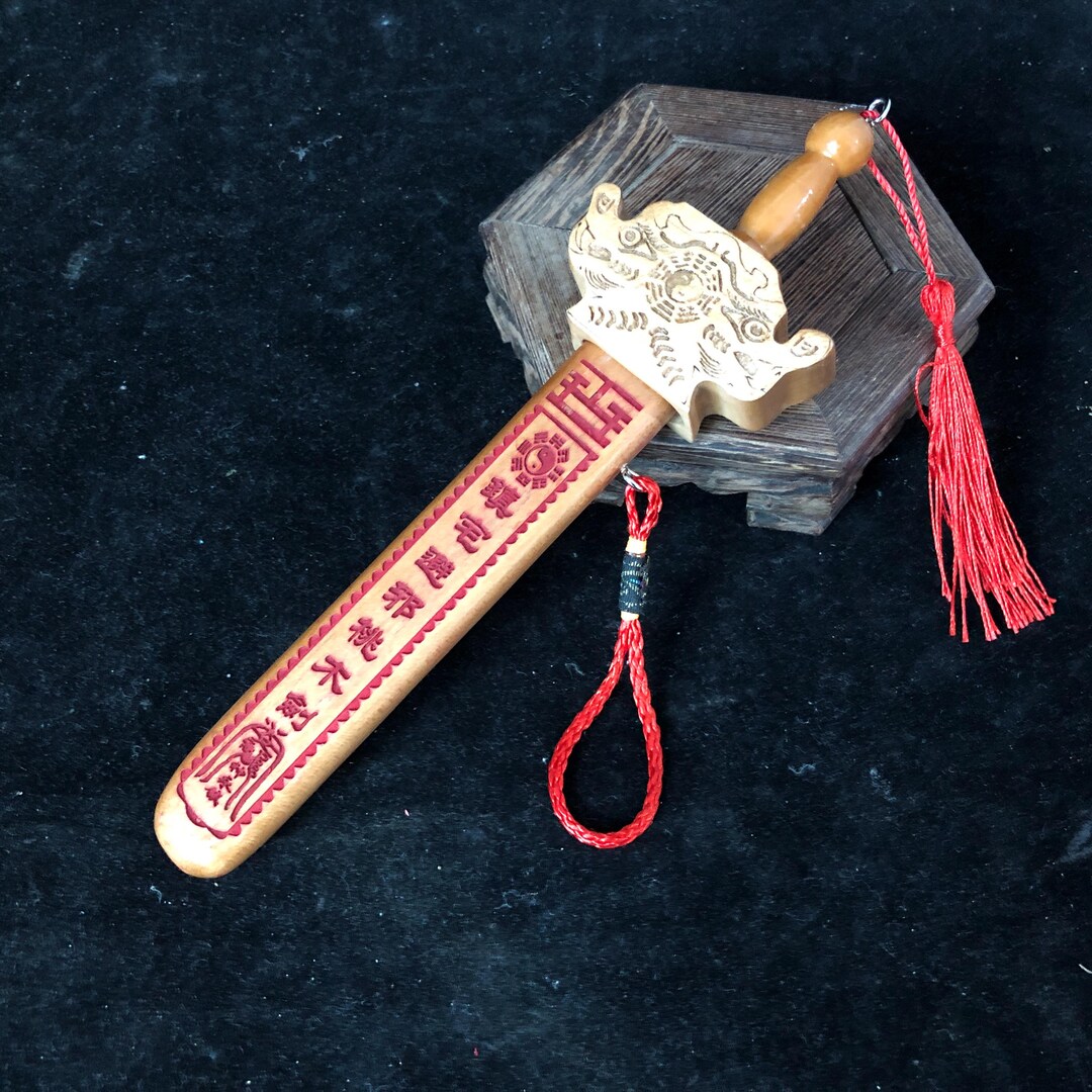 Chinese Traditions Feng Shui Cinnabar Peach Wood Sword Blessing ...