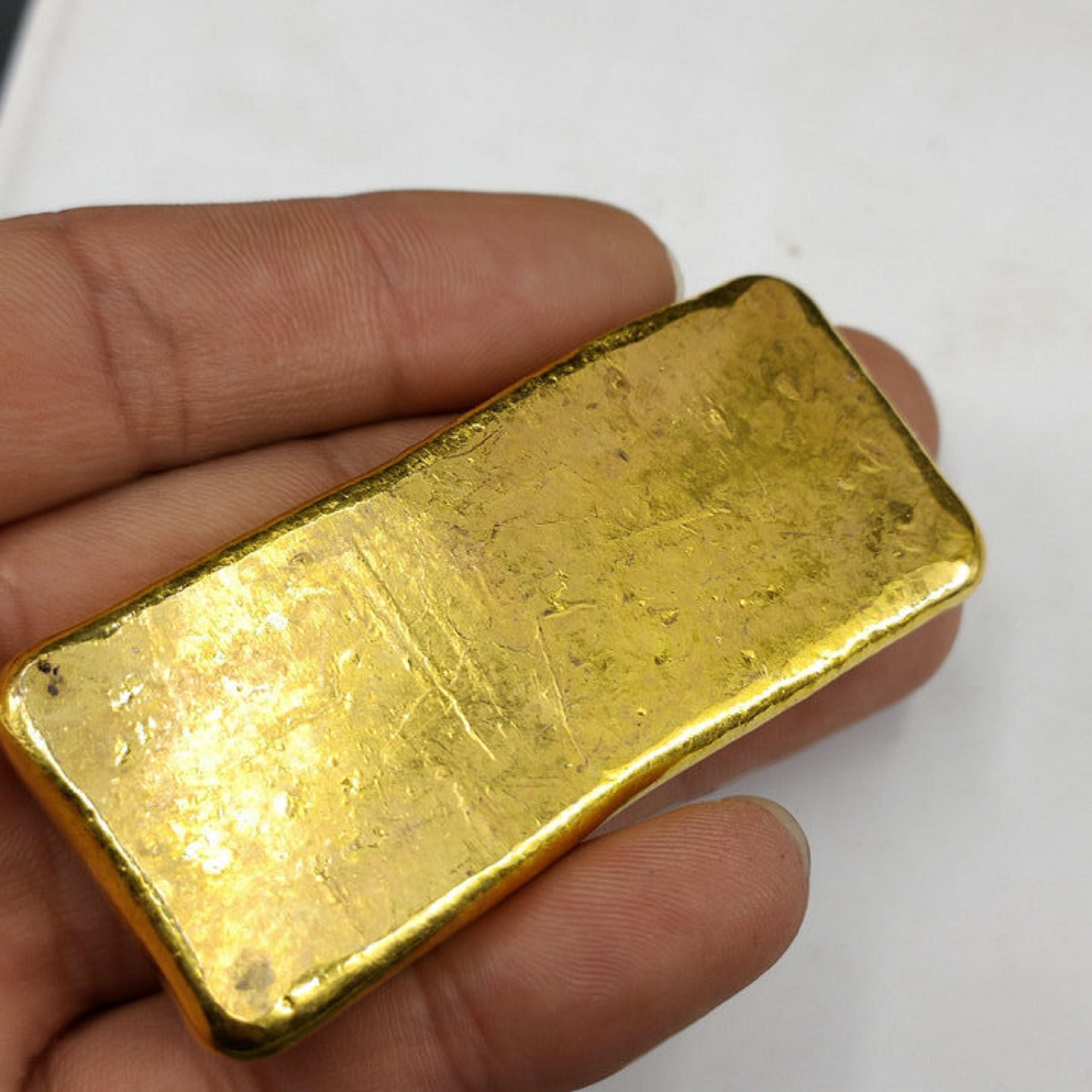 Vintage sun 100% BRASS Fake fine GOLD bullion Bar paper weight 6 heavy ...