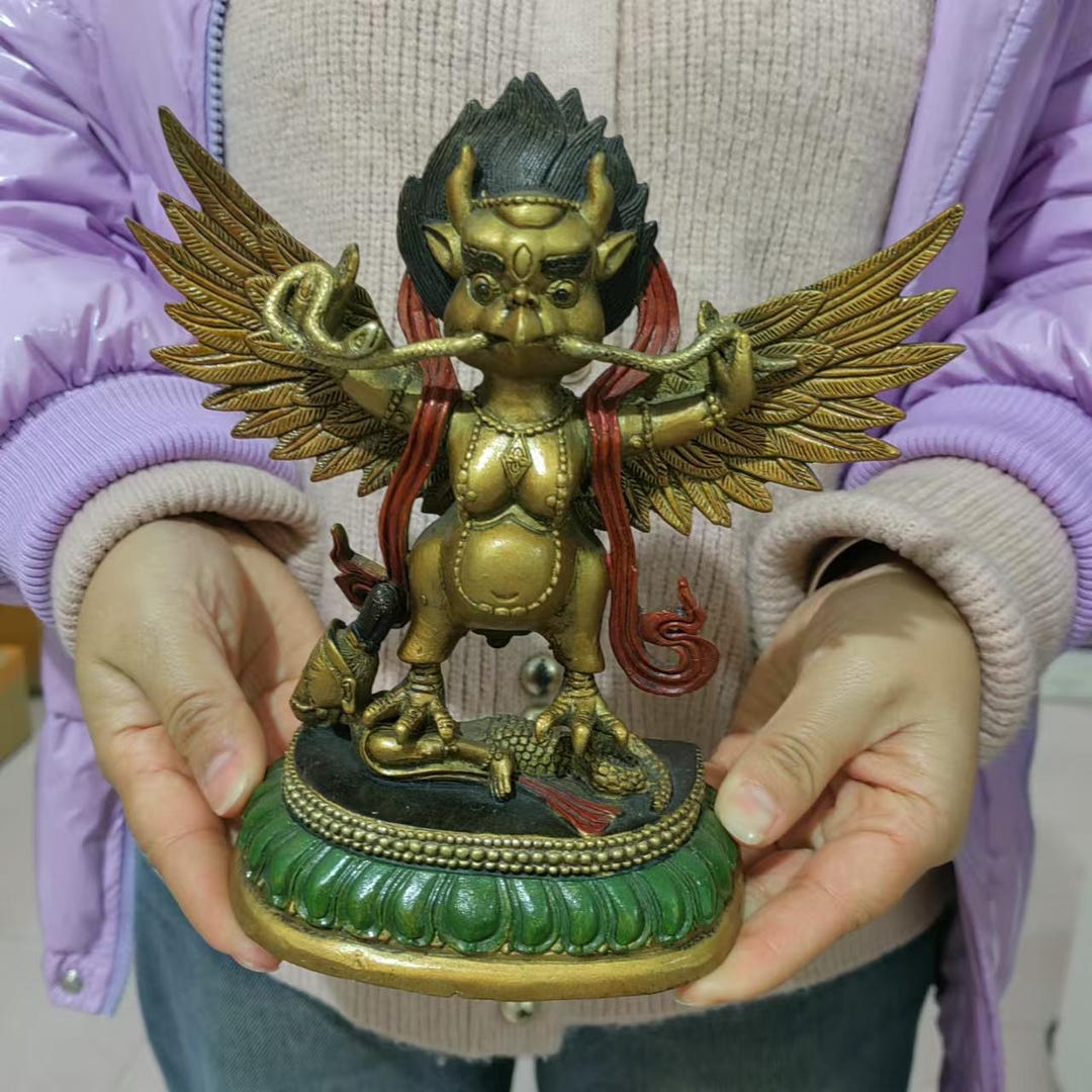 Vintage Brass Dapeng Bird Statue, Buddhist Guardian Sculpture, 18cm - Etsy