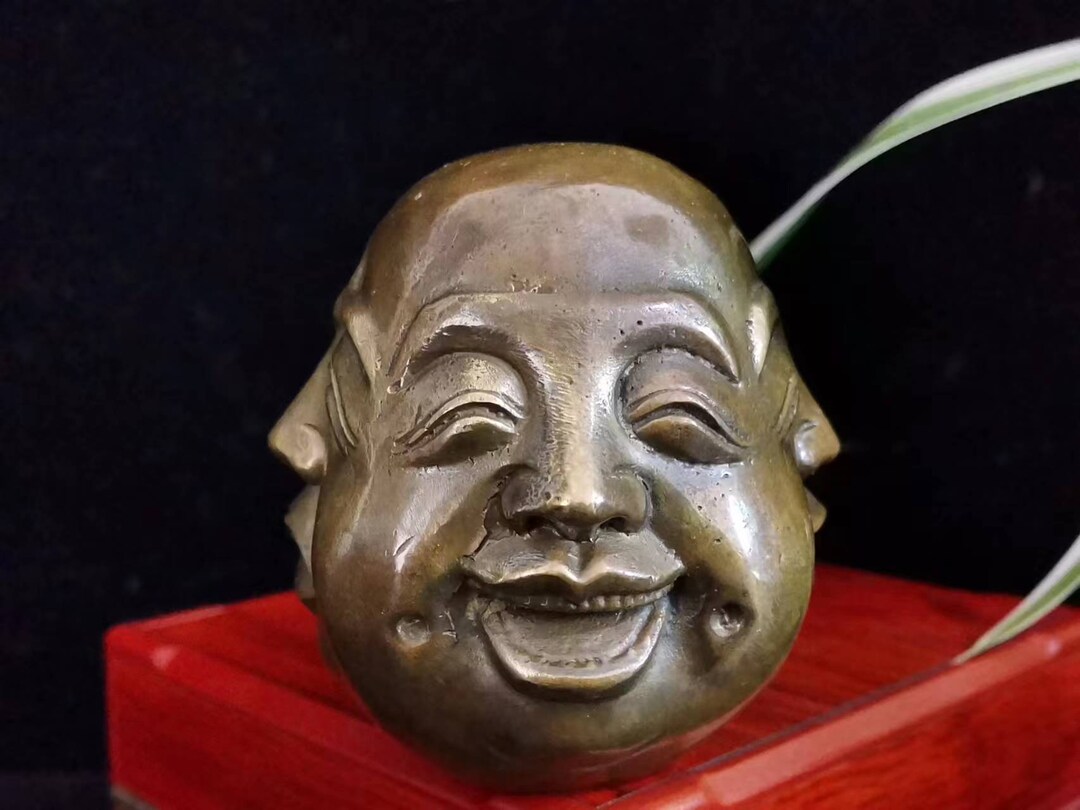 Antique Brass Bronze Copper Buddha Head Figurine Four Emotions ...