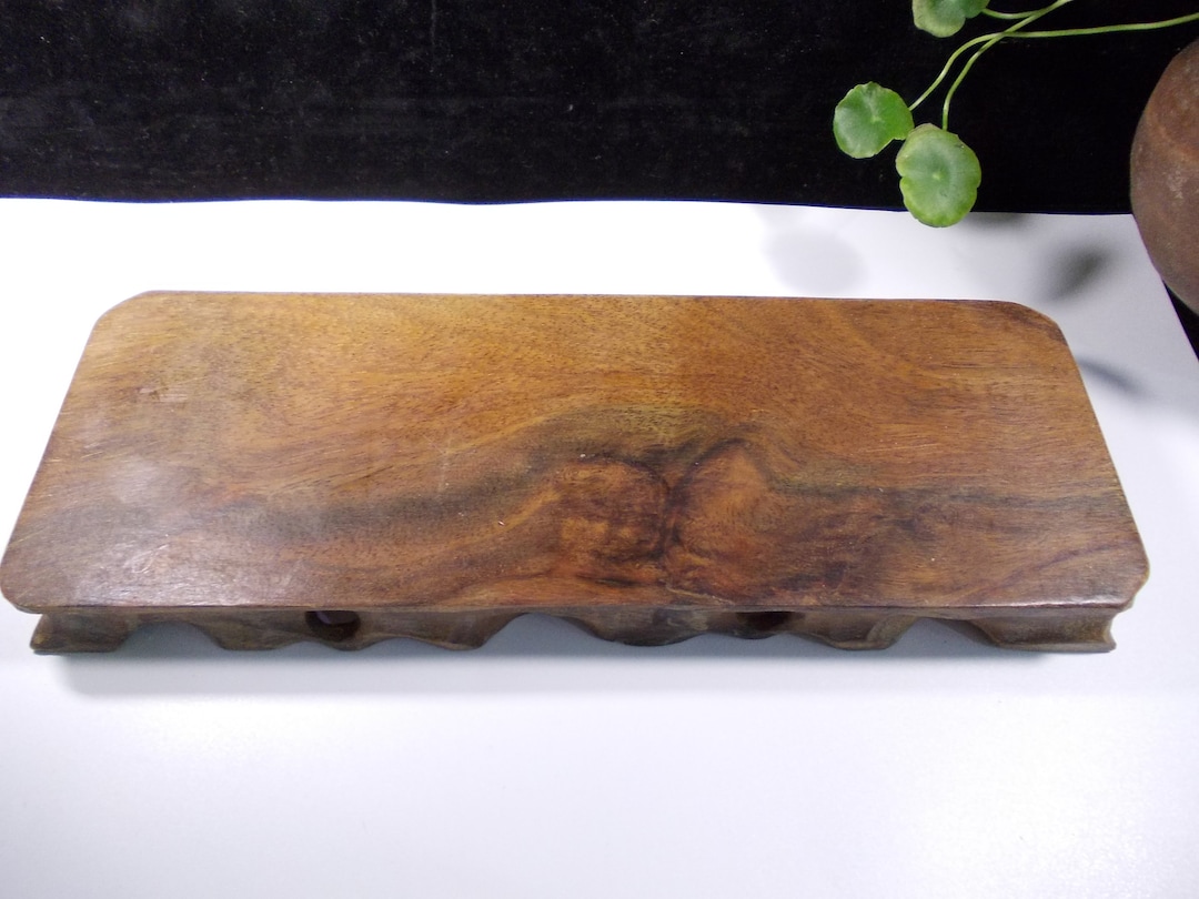 Rectangular Chinese Carved Wood, Vase Teapot Teacup Pot Display Stand ...