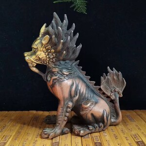 Vintage Pixiu Statue Feng Shui Decor Kirin Pi Yao, Copper Kylin ...