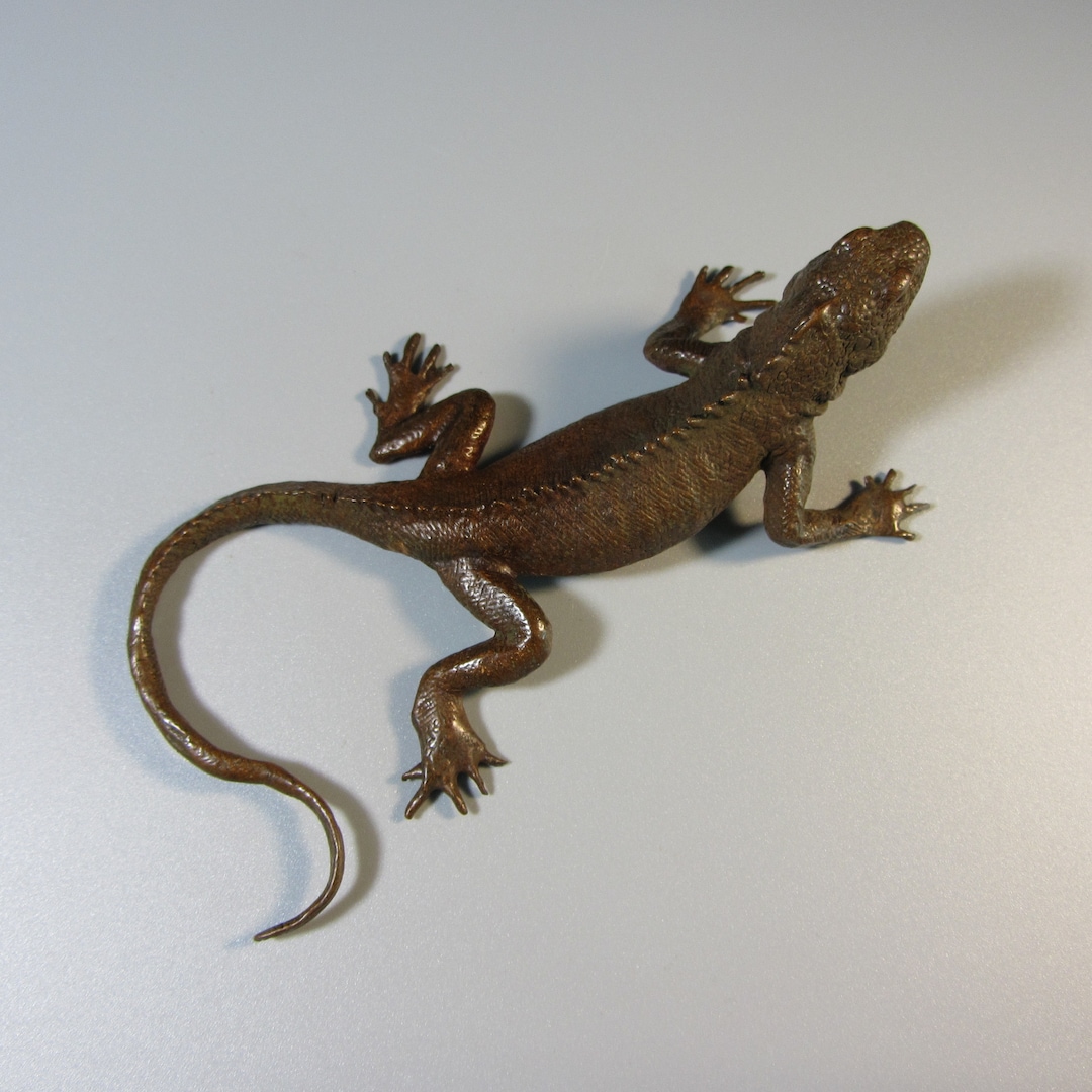 V1251 Copper Carving Lizard Lacertid Sculpture Statue, Collect Lifelike ...