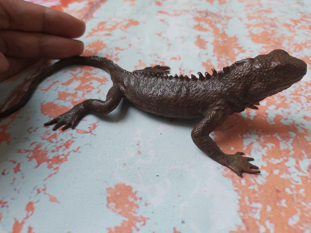 6 Long, Vintage Style Copper Lizard Statue Sculpture Figurine, Brass ...