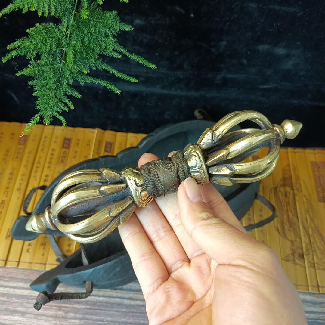 Copper Vajra Phurba With Wood Box- Buddhist Holy Old Tibet Pure Bronze ...