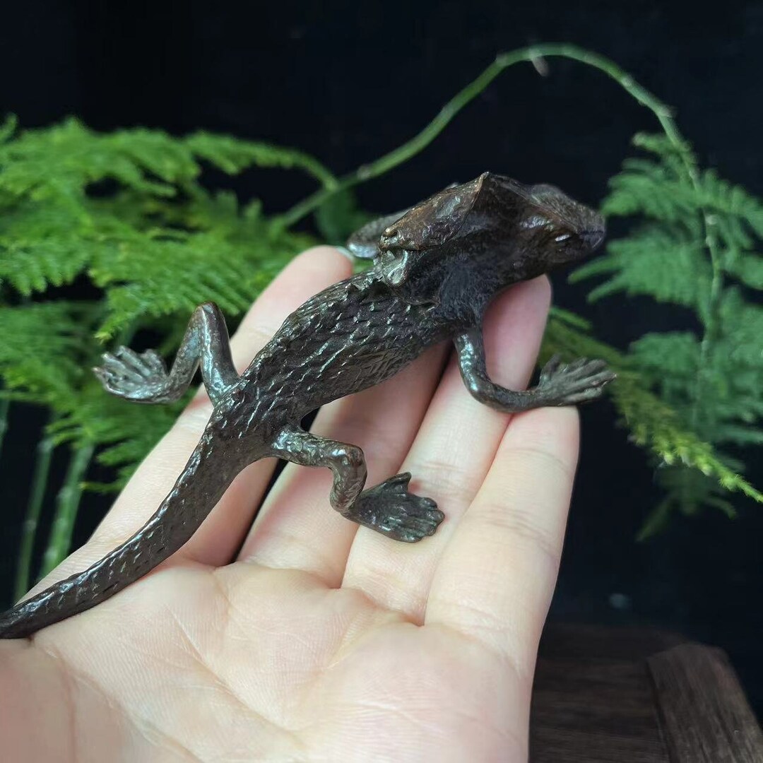 Red Copper Carving Lizard Lacertid Sculpture Statue Collect Lifelike ...