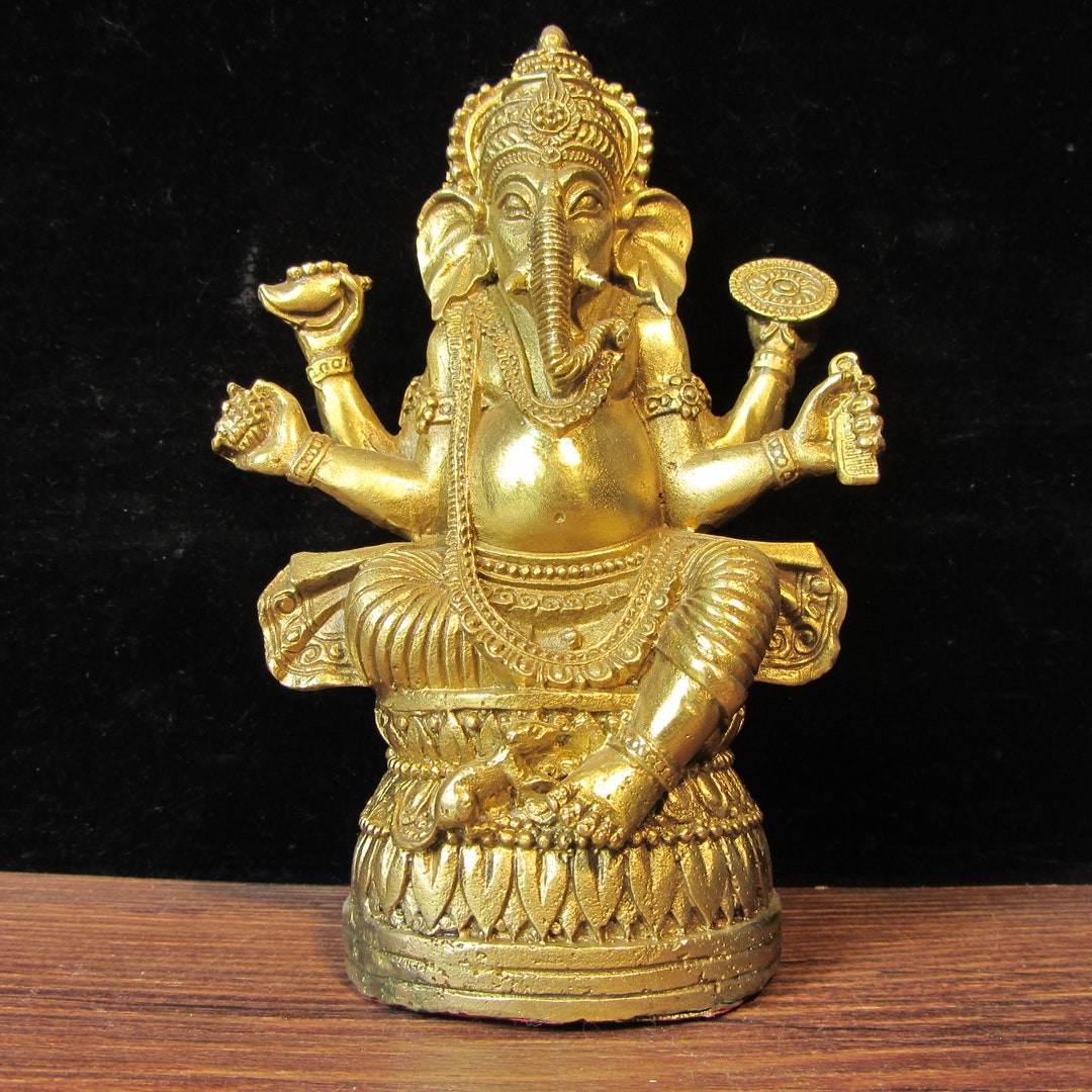 Copper Hindu Lord Ganesha Sculpture, Indian Religious Elephant Buddha ...