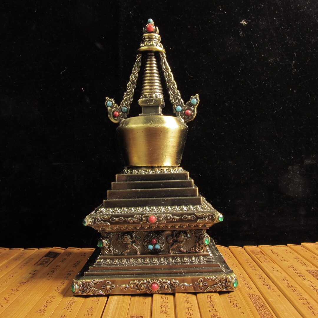 V6041 Tibetan Antique Style 6.7 Relic Tower Temple Yoga Meditation ...