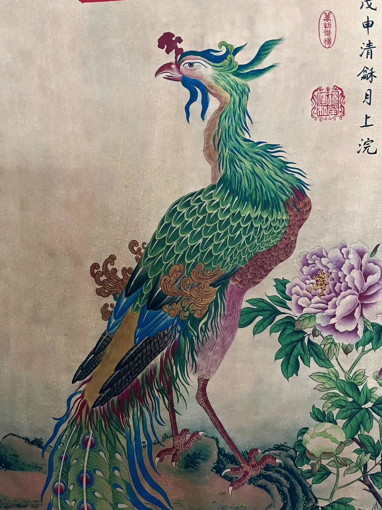 Tibetan Peacock Painting, Feng Shui Mural Art, Home Decor - Etsy
