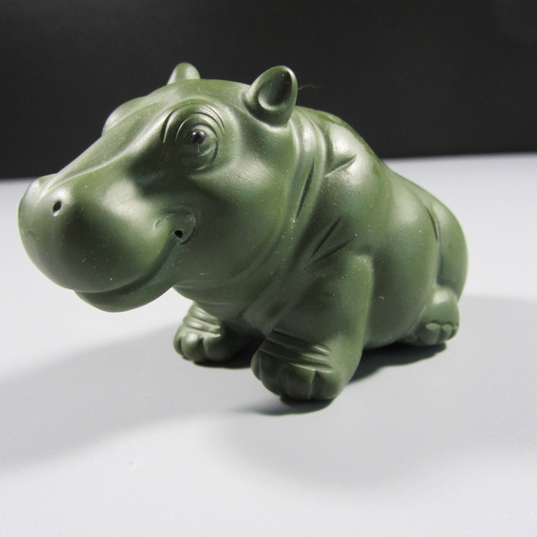 Lovely Miniature Hippo Figurine Porcelai Purple Clay Hippopotamus Hippo ...