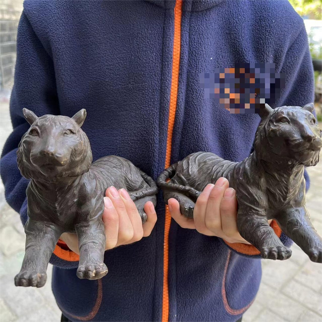 A Pair of Brass Animal Tiger Decorative Products Copper Imitation Big ...