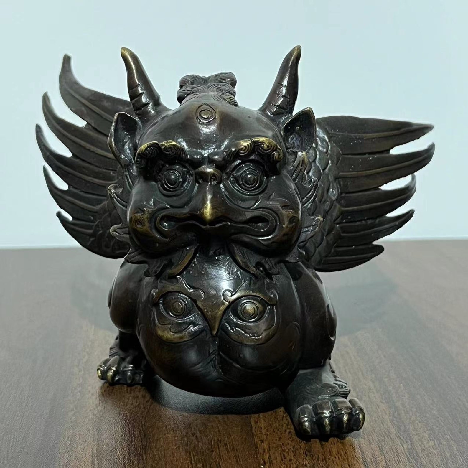 Nepal Buddhist Copper Dapeng Bird Statue, Feng Shui Protection Guardian ...