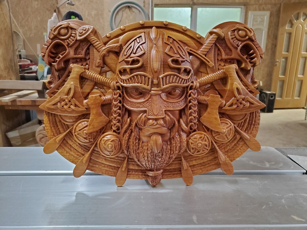 Viking Wood Carving Wood Sculpture Wood Wall Decor Wood Decor Wooden ...