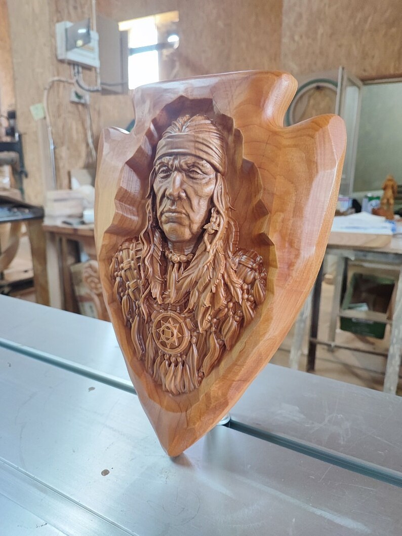 Native American Wood Sculpture Wood Carved Wall Decor - Etsy