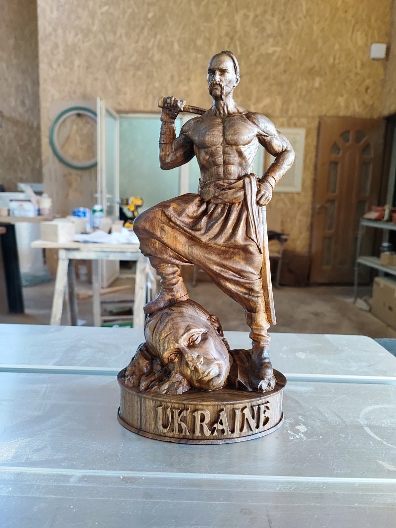 Ukrainian Cossack Against Putin Wood Carved Statue Ukrainian - Etsy