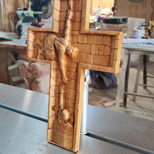 Jesus Christ Wall Decor Crucifixion Wall Art Wooden Hanging Decor Jesus Christ Wood Sculpture ...