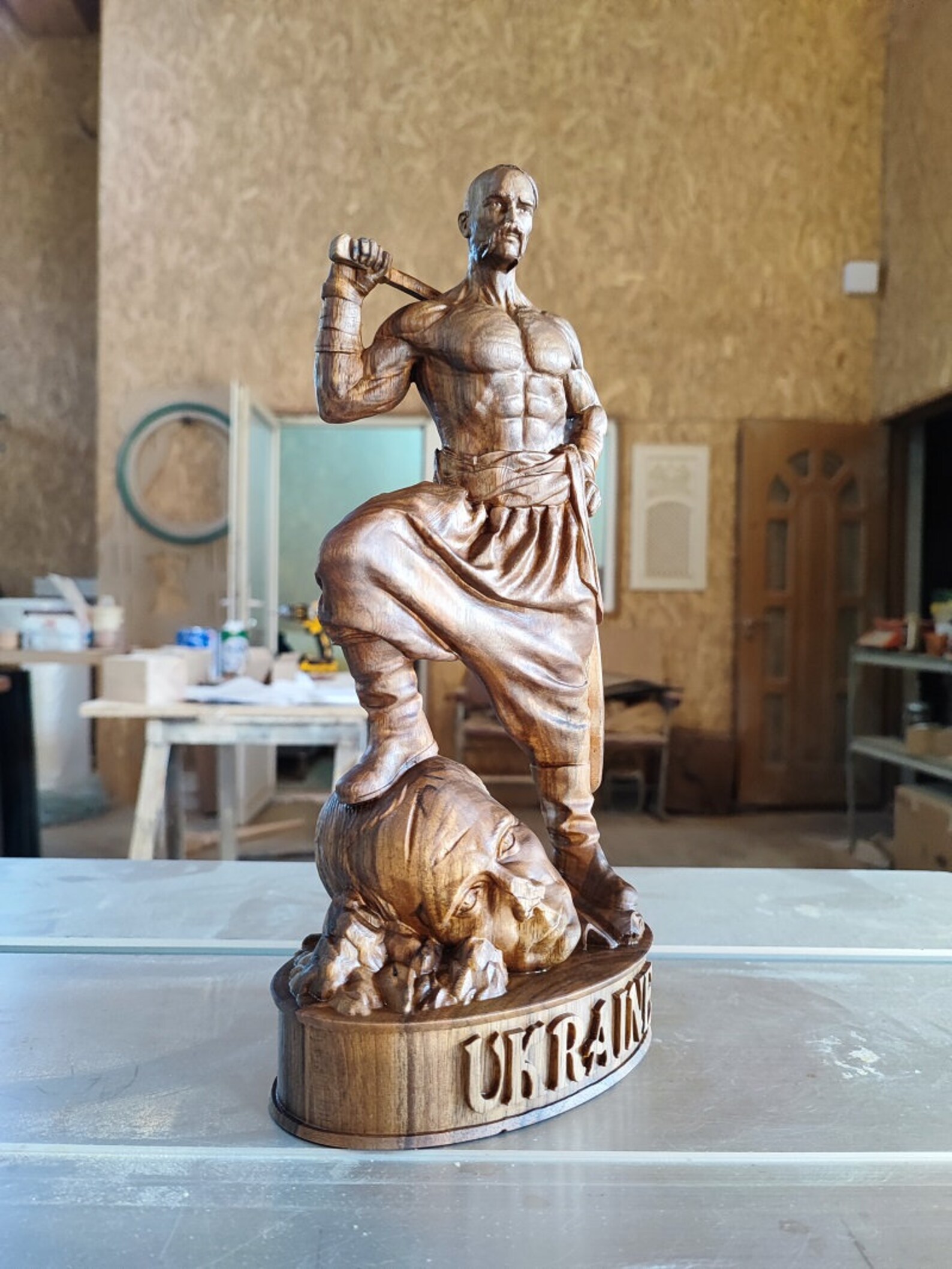 Ukrainian Cossack Against Putin Wood Carved Statue Ukrainian - Etsy