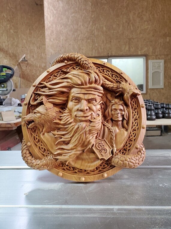 Loki Norse God Viking Wood Carving Wood Sculpture Wood - Etsy