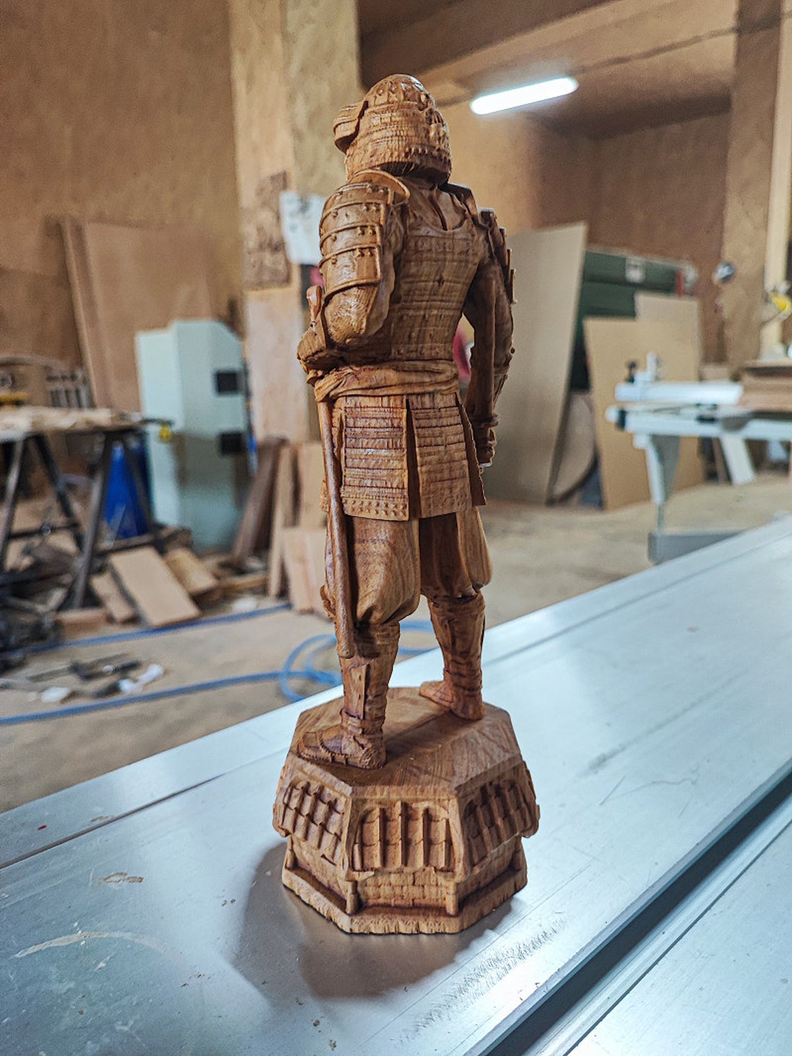 Samurai Wood Sculpture Wood Carved Statue Samurai Figurine - Etsy