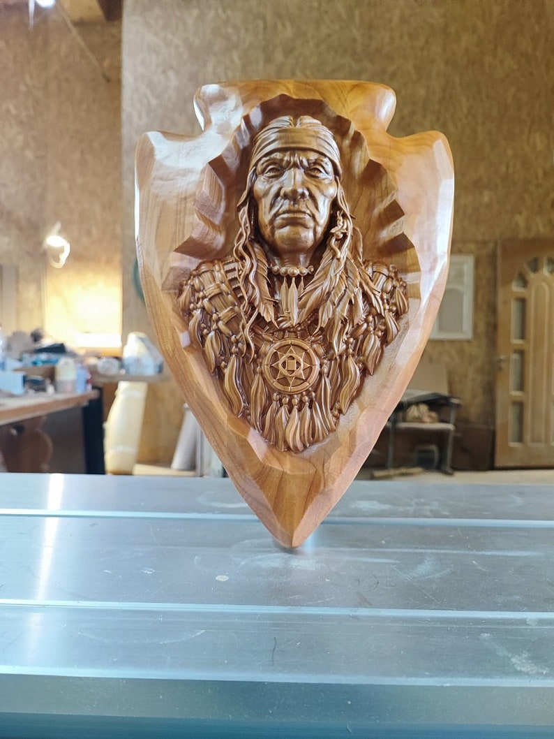 Native American Wood Sculpture Wood Carved Wall Decor - Etsy