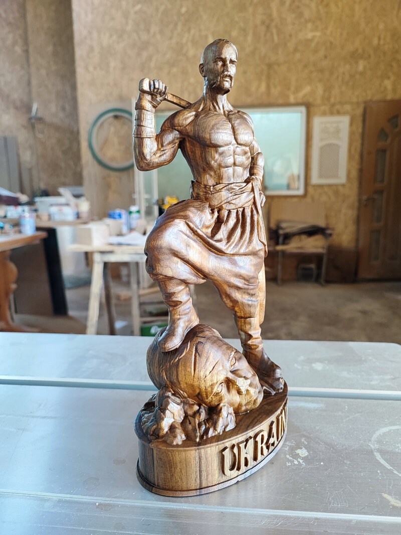 Ukrainian Cossack Against Putin Wood Carved Statue Ukrainian - Etsy
