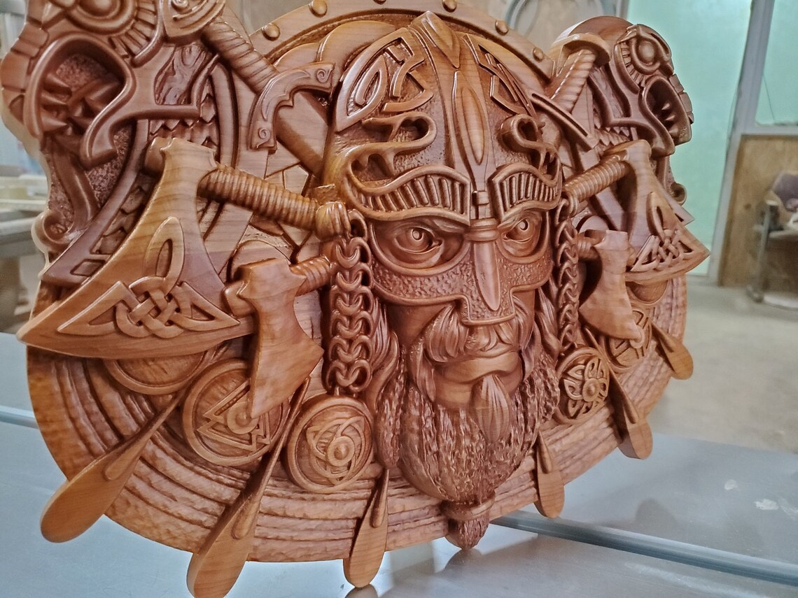 Viking Wood Carving Wood Sculpture Wood Wall Decor - Etsy