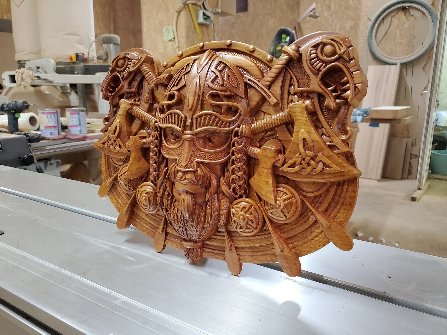 Viking Wood Carving Wood Sculpture Wood Wall Decor - Etsy