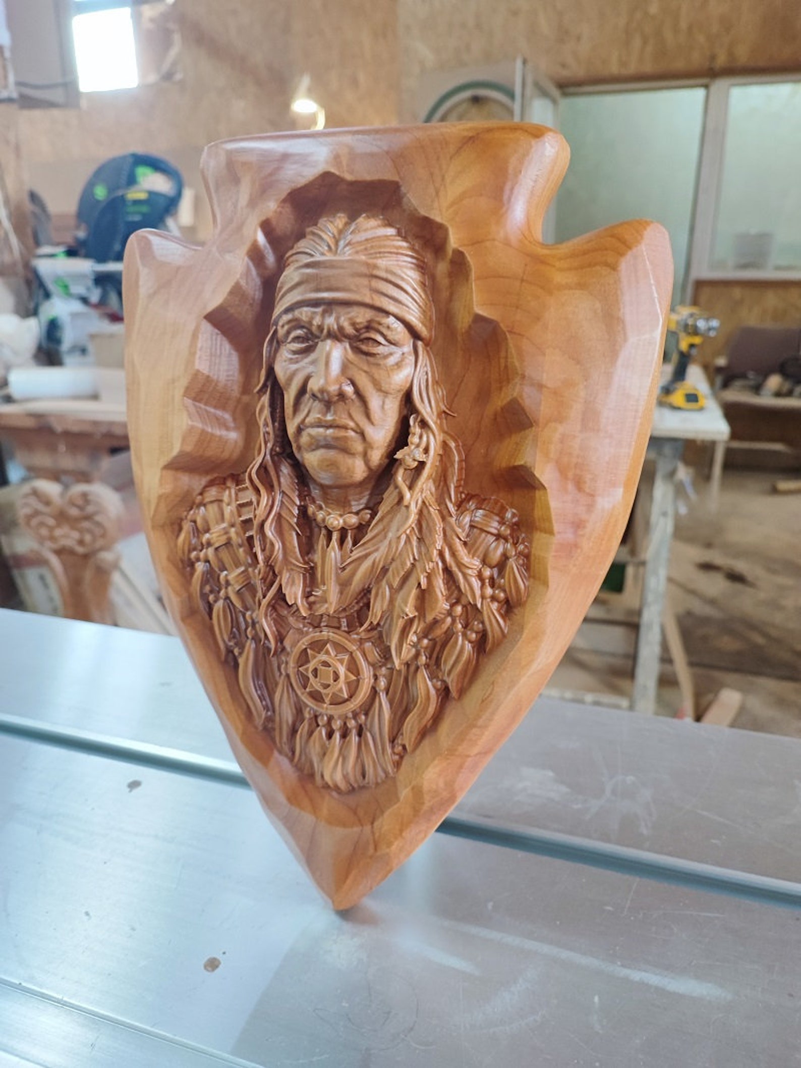 Native American Wood Sculpture Wood Carved Wall Decor - Etsy