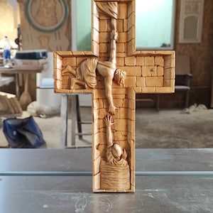 Jesus Christ Wall Decor Crucifixion Wall Art Wooden Hanging Decor Jesus Christ Wood Sculpture ...