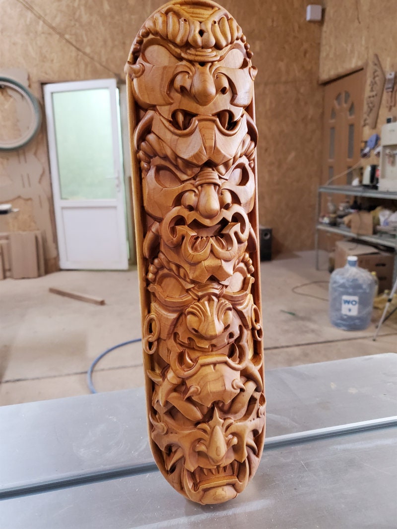 wood carved totem wood carved samurai demon sculpture samurai sculpture ...