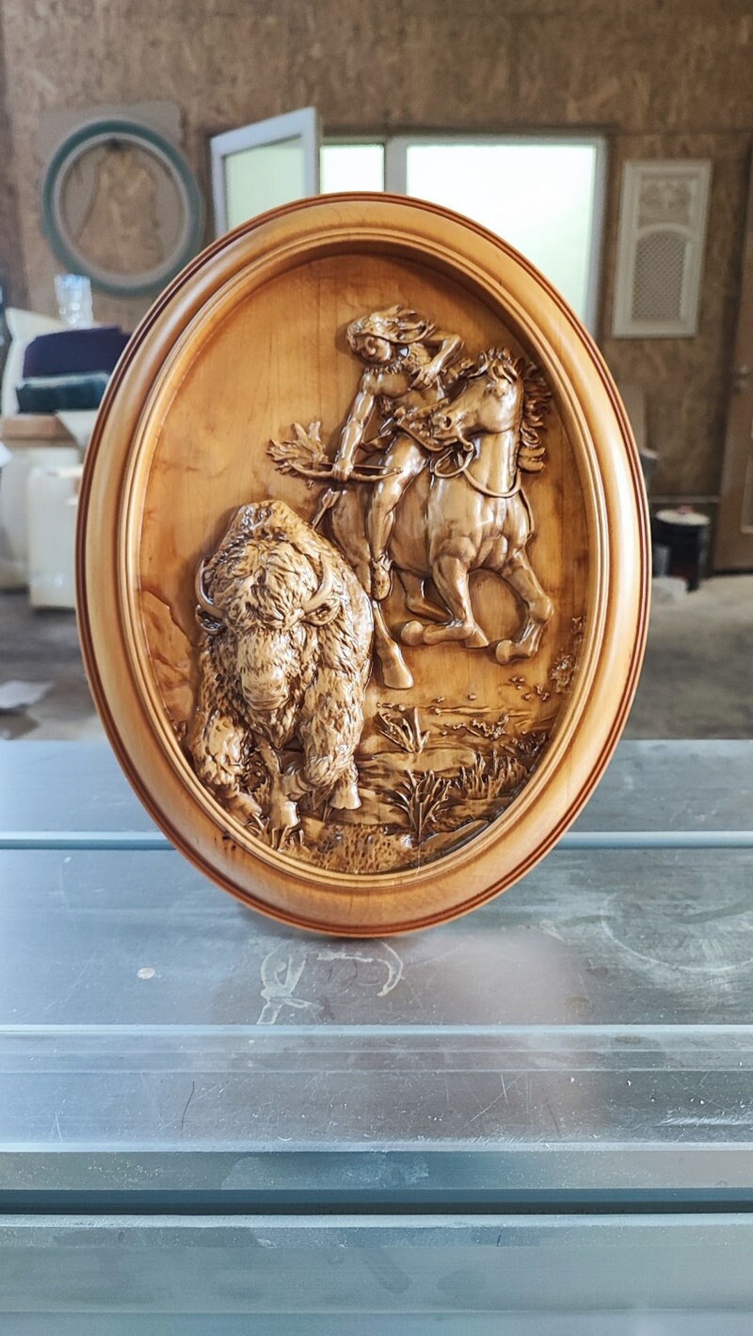 Native American: Wood Carved Home Decor, Wall Hanging Sculpture, Unique ...