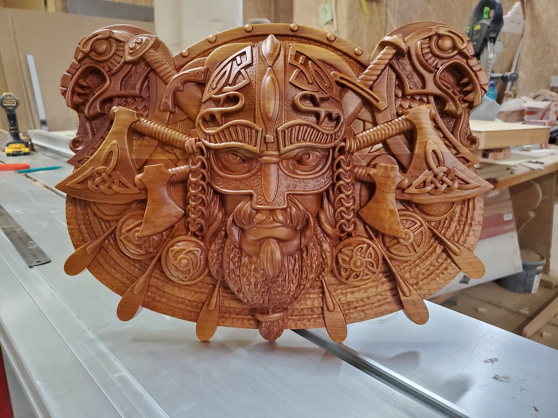 Viking Wood Carving Wood Sculpture Wood Wall Decor - Etsy