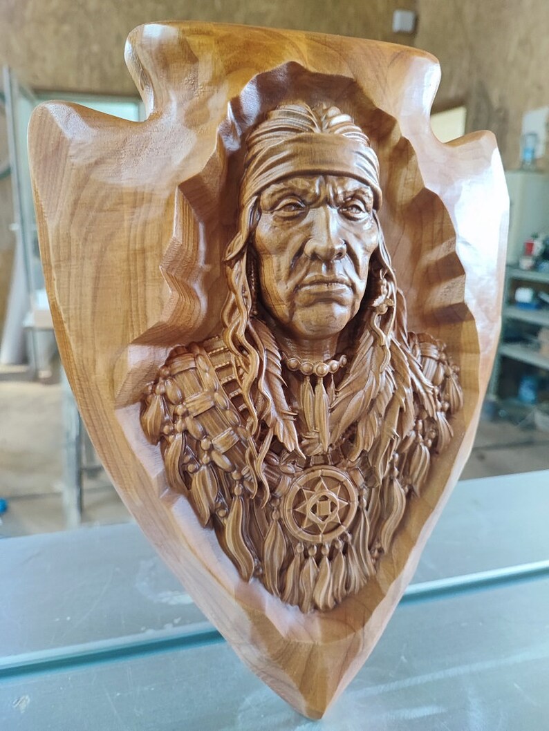 Native American Wood Sculpture Wood Carved Wall Decor - Etsy