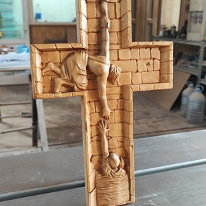 Jesus Christ Wall Decor Crucifixion Wall Art Wooden Hanging Decor Jesus Christ Wood Sculpture ...